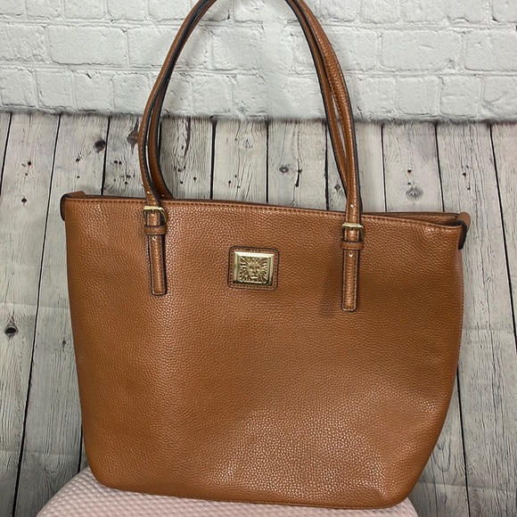 Anne Klein | Bags | Anne Klein Perfect Lion Logo Tote In Saddle | Poshmark